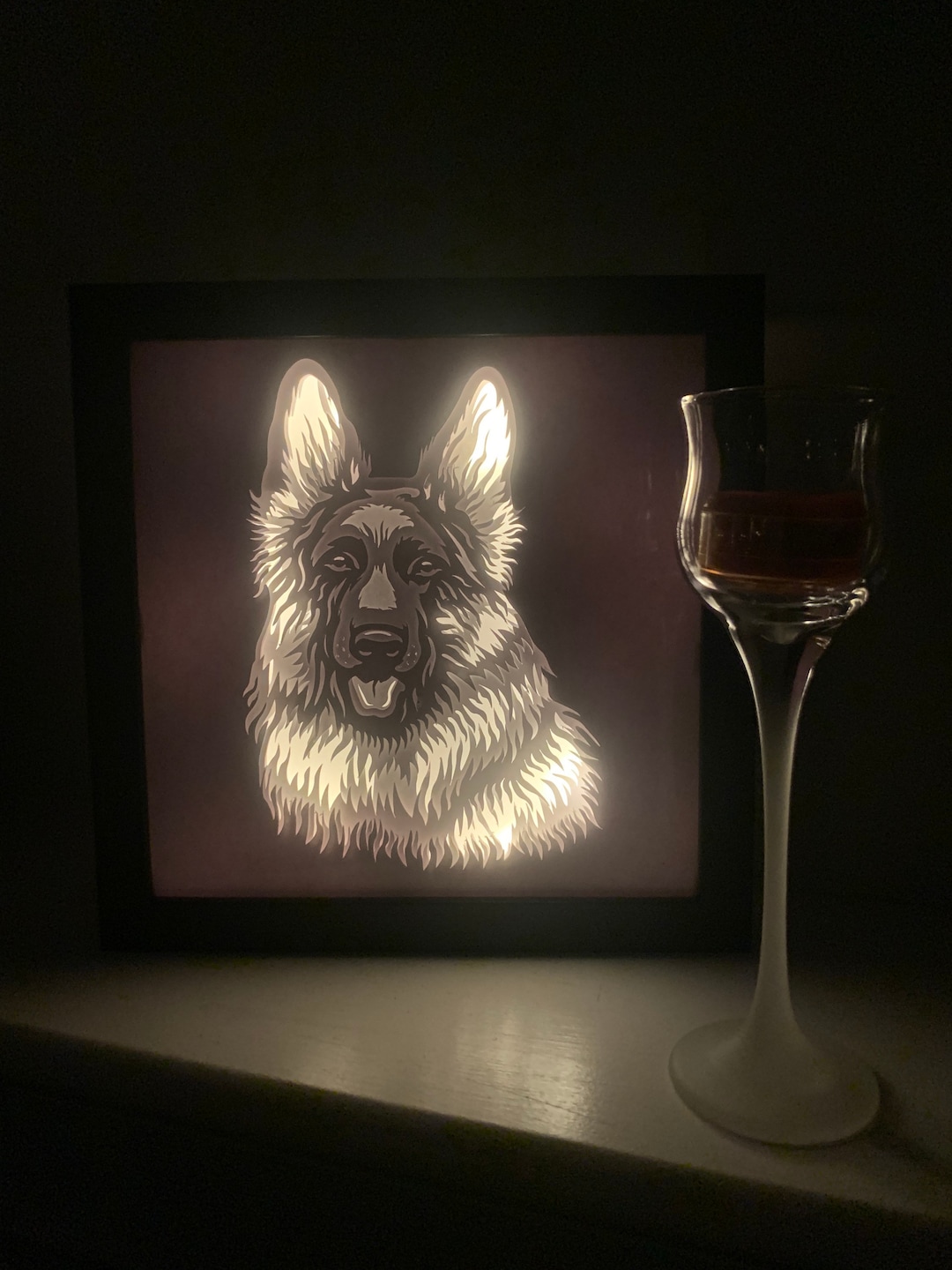 German Shepherd Lightbox: Paw Print Shadow Box, Dog Memorial - Etsy