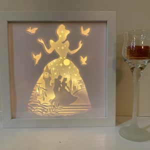 Cinderella Lamp, Shadowbox Frame, Gift for Little Girls, Nursery Decor ...