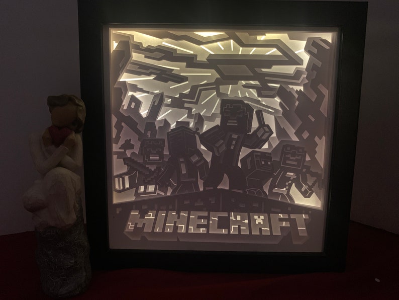 Minecraft Lightbox, Lighted Shadow Box Frame , LED Lamp, Home Decor ...