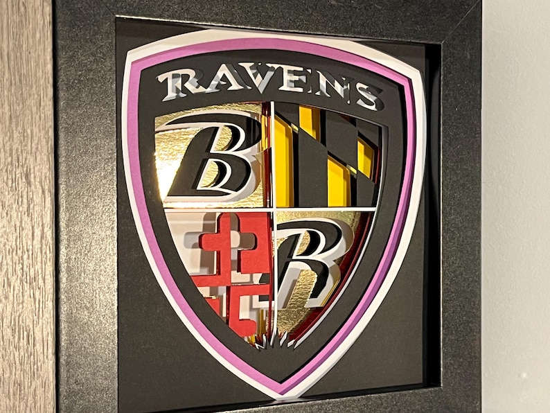 Baltimore Ravens Badge Logo Lighted Shadow Box: Football Fan Gift, LED ...