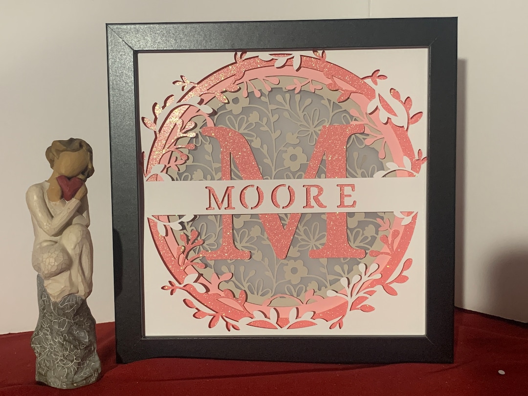 Custom LED Shadow Box: Personalized Family Name Monogram Light - Etsy
