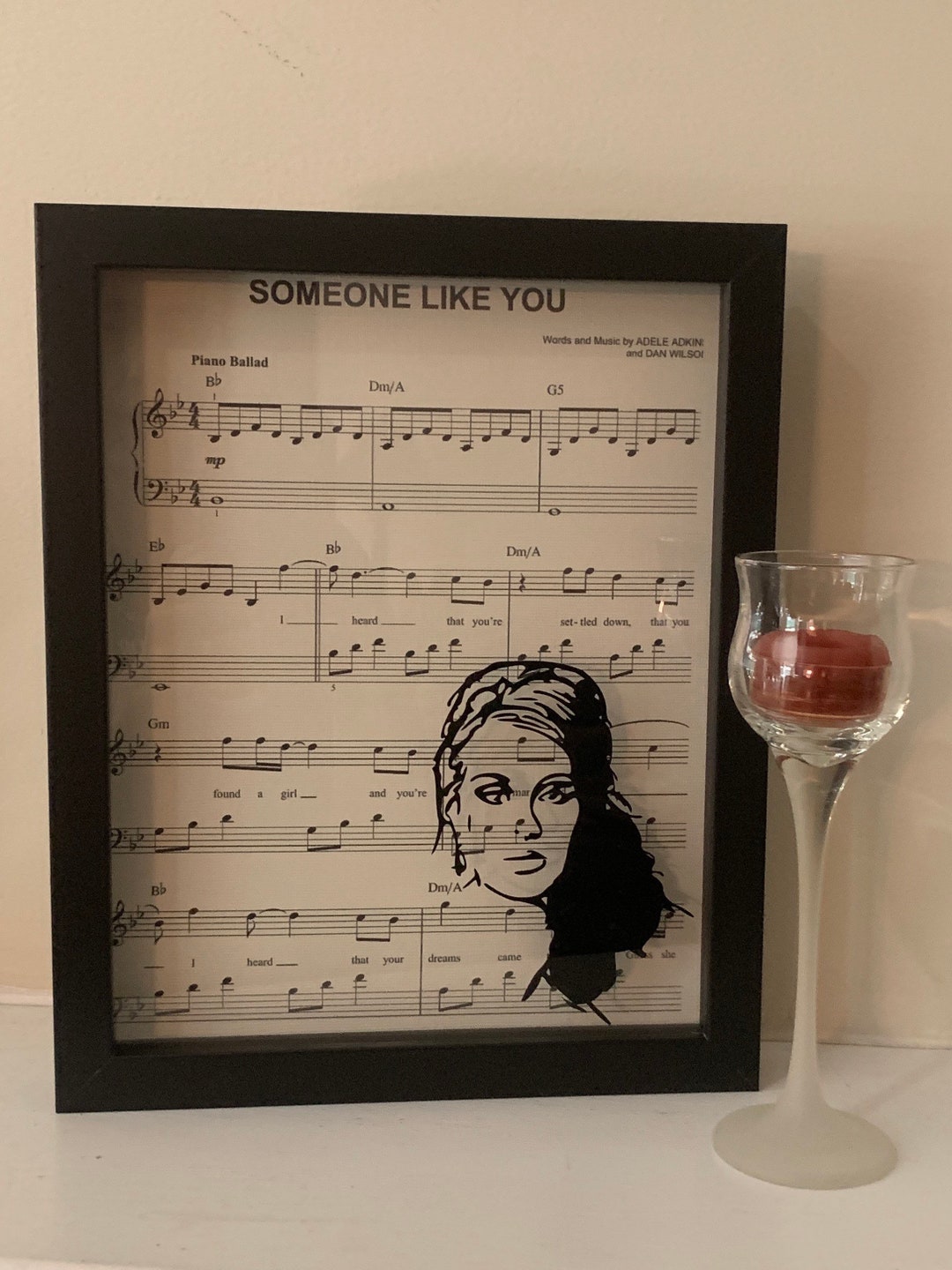 Adele "someone Like You" Silhouette Art on Sheet Music Shadowbox - Etsy