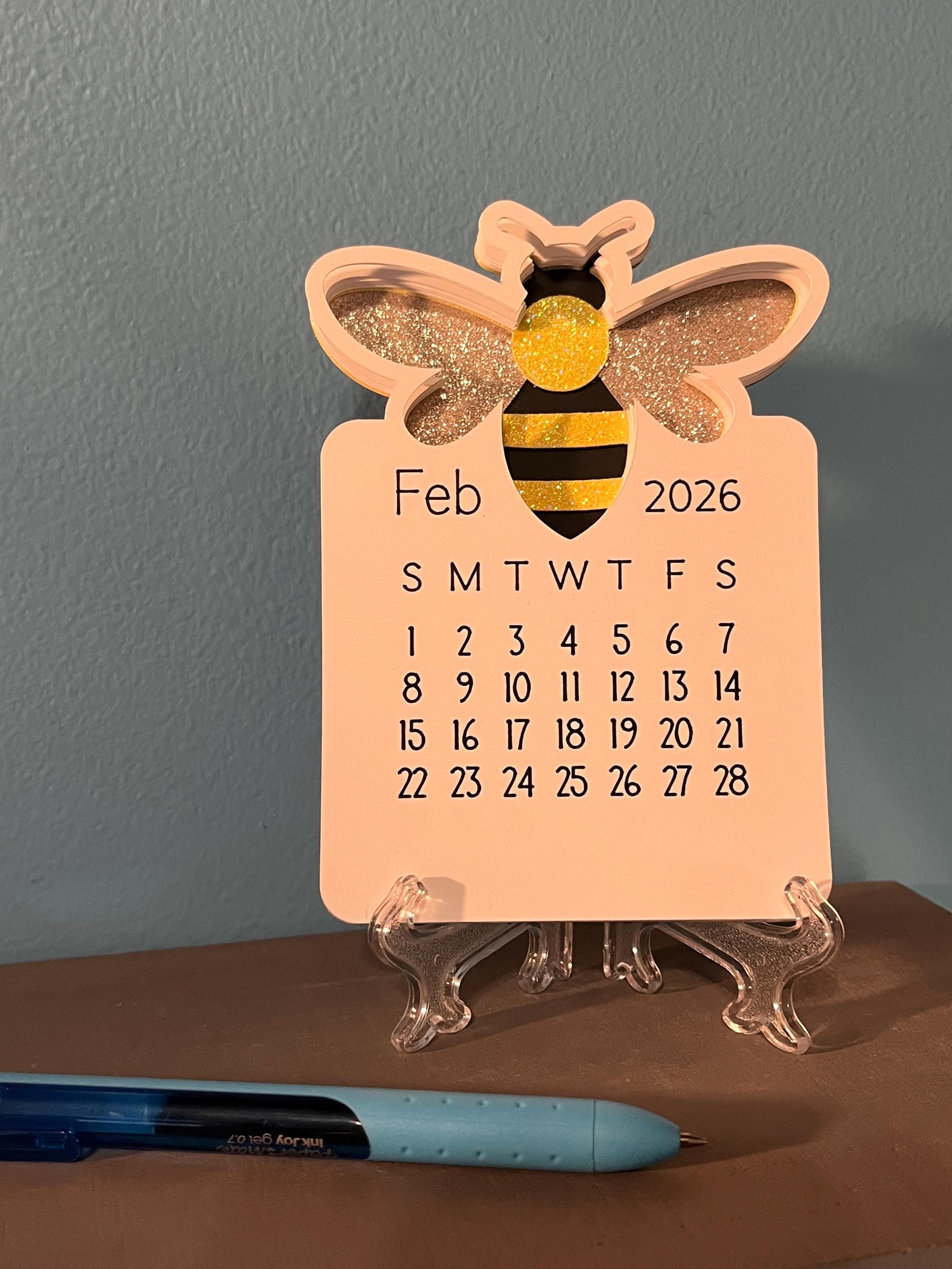 2026 Honey Bee Desktop Calendar With Stand, Notepad Style, Bumble Bee ...