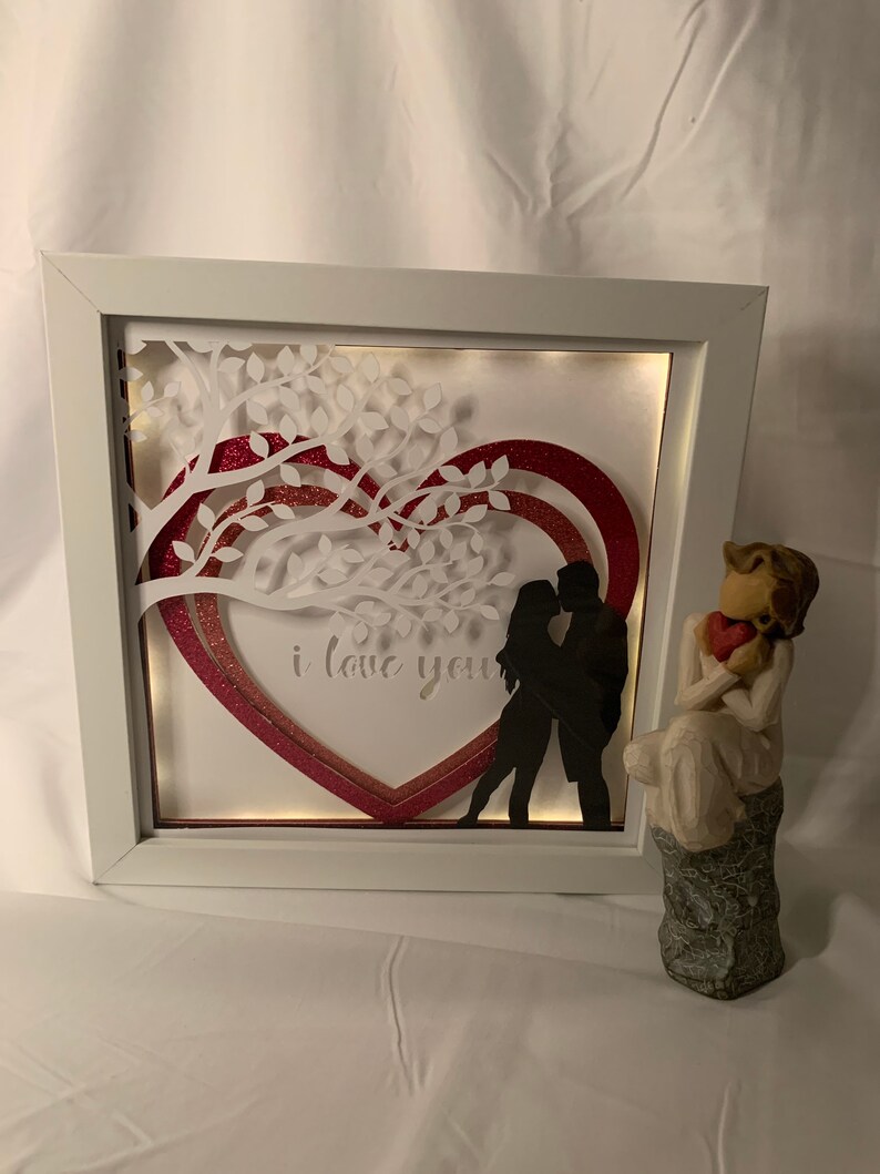 Couple in Love, Valentine’s Day, Decorative Shadow Box, Shadowbox Frame ...
