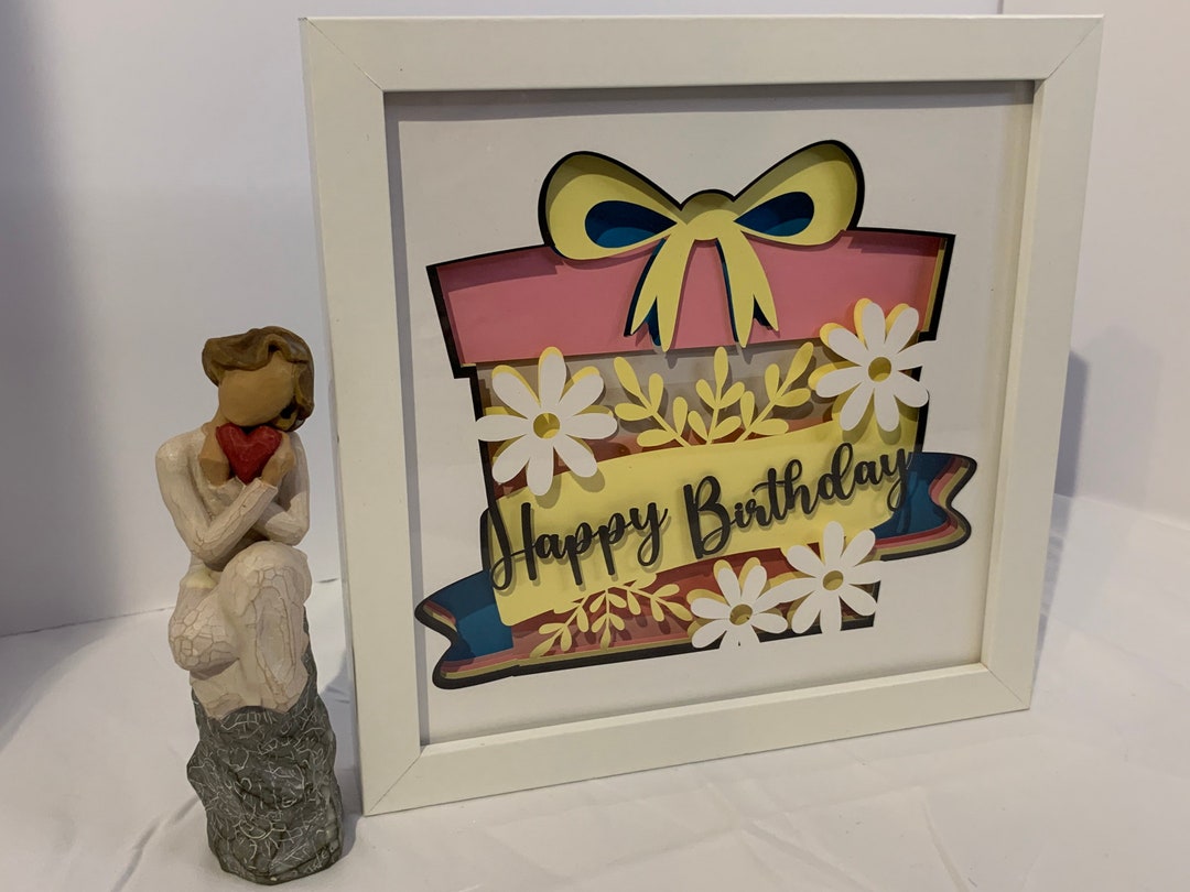 Happy Birthday Shadow Box Frame: Decorative Gift - Etsy