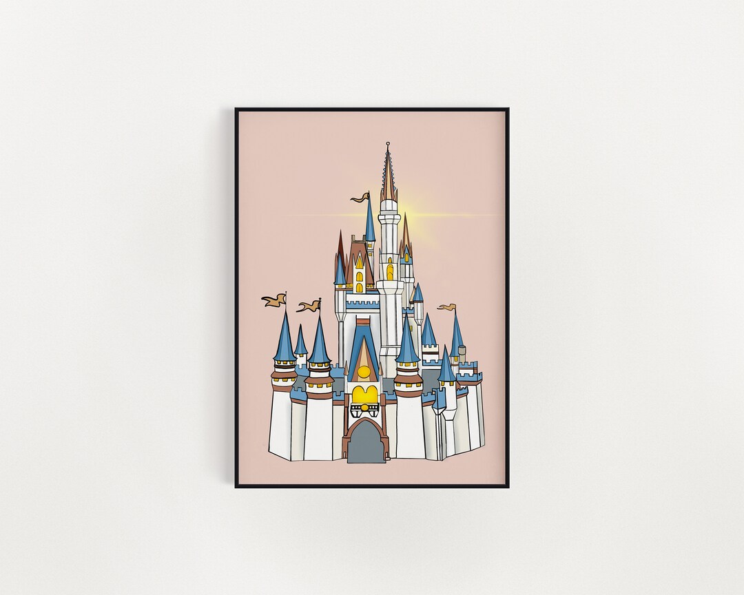 Disney Princess Castle Poster Kids Room/ Nursery Print A4/ A3 Wall Art ...