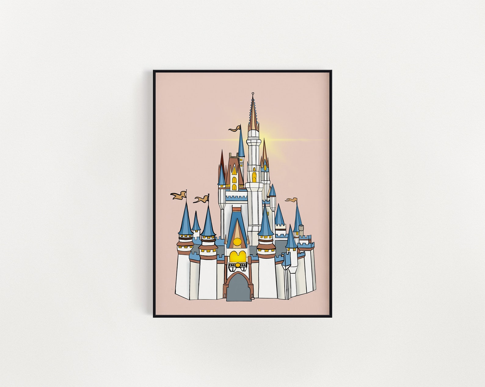 Disney Princess Castle Poster Kids Room/ Nursery Print A4/ A3 Wall Art ...
