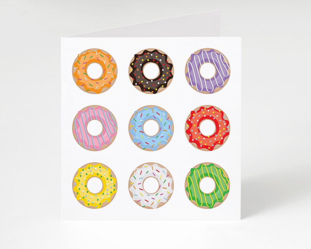 Square Donut Notecards 10 Pack, Doughnut Card Set, Stationery Set ...