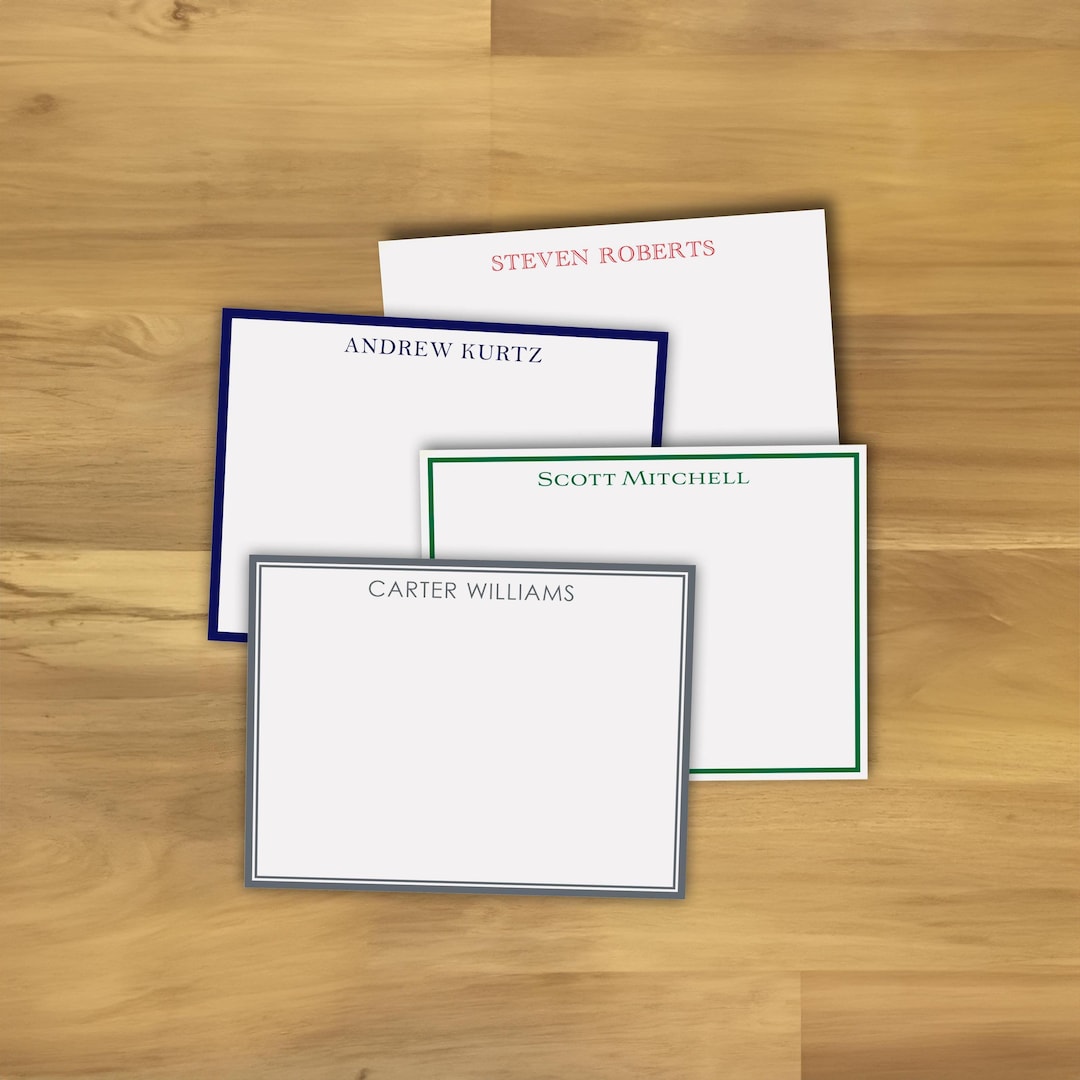 Personalized Stationary for Men, Custom Men's Name Note Cards Set ...