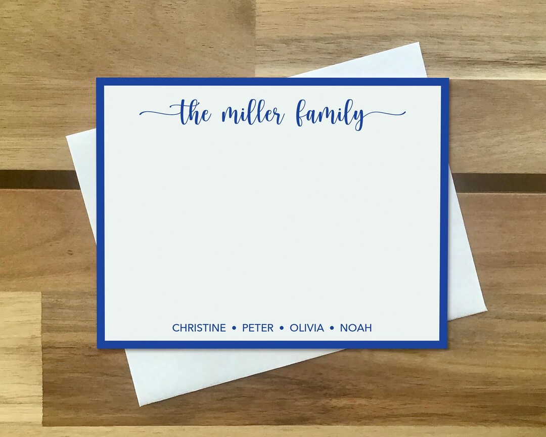 Family Personalized Stationery Set, Custom Notecards With Individual ...