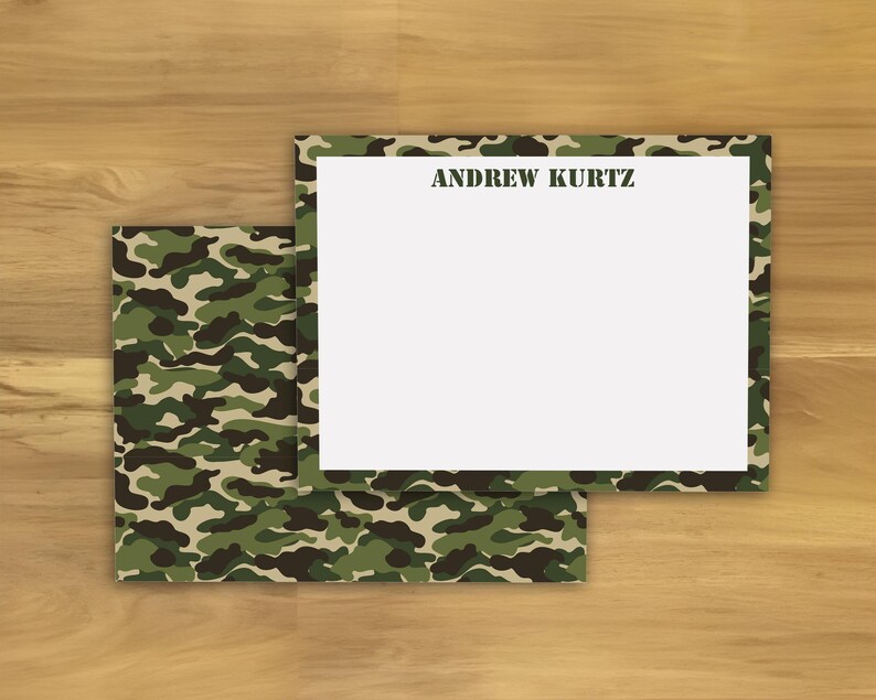 Custom Camo Notecards, Personalized Military Stationery Set, Stylish ...