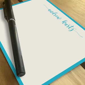 Customizable Script Stationery Set, Personalized Cursive Notecards for Women, Swash Font ...