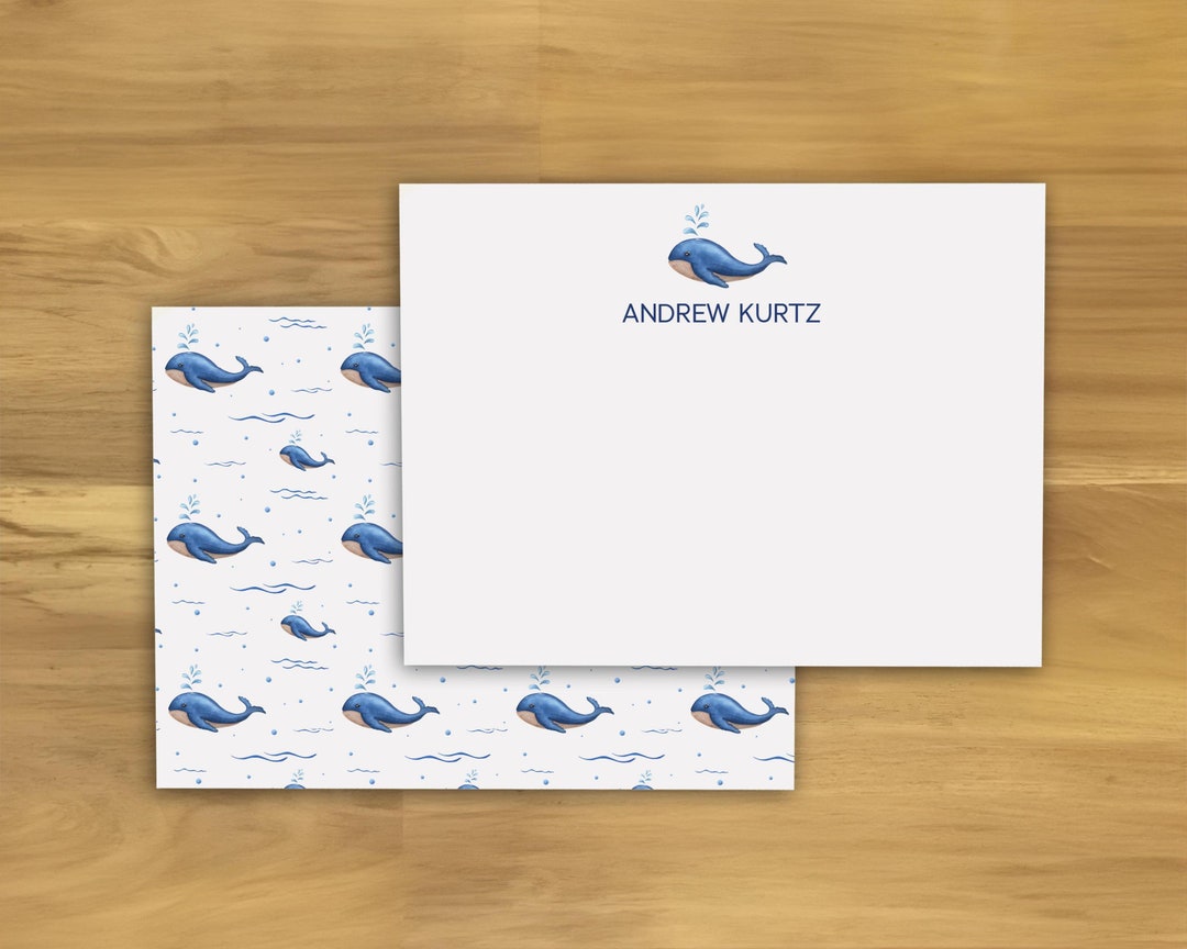 Personalized Whale Stationery Set, Nautical Notecards for Kids ...