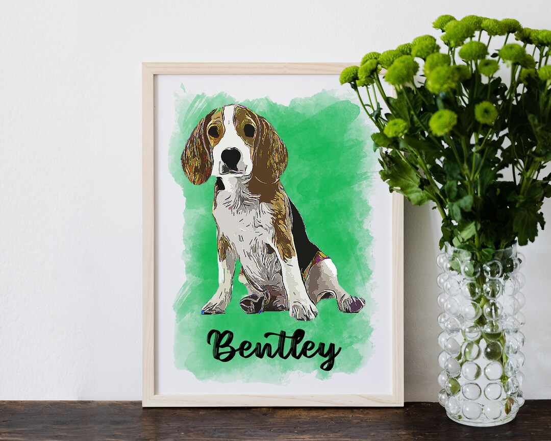 Custom Pet Print, Custom Dog Portrait Illustration Print, Personalized ...