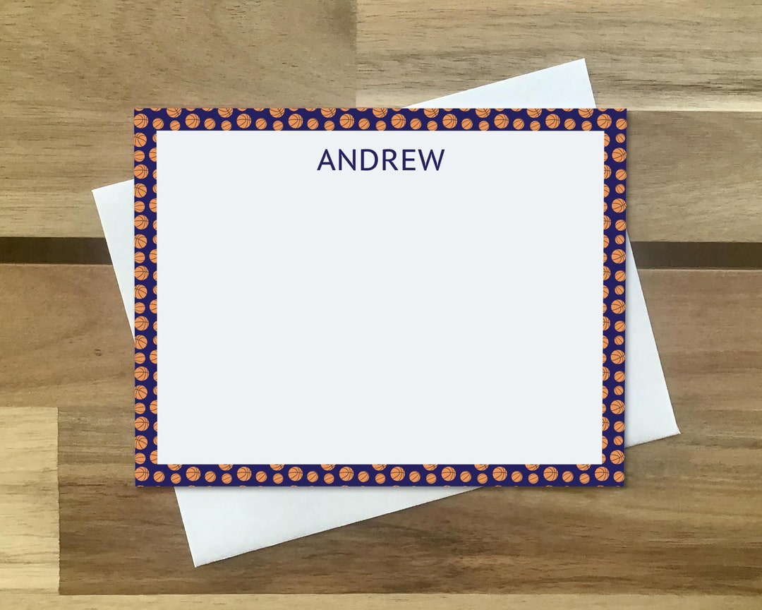 Basketball Stationery for Boys, Custom Sports Note Cards Set ...