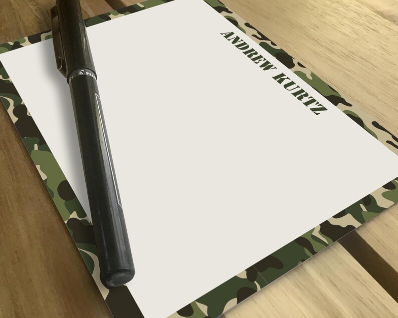 Custom Camo Notecards, Personalized Military Stationery Set, Stylish ...