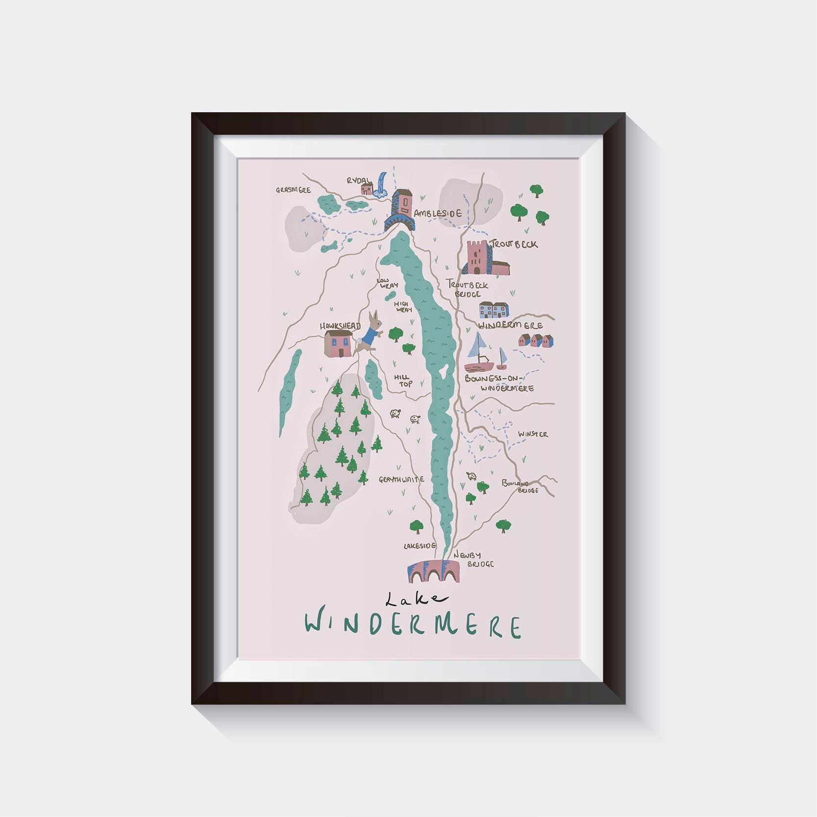 Lake Windermere, the Lake District, Illustrated Map - Etsy UK