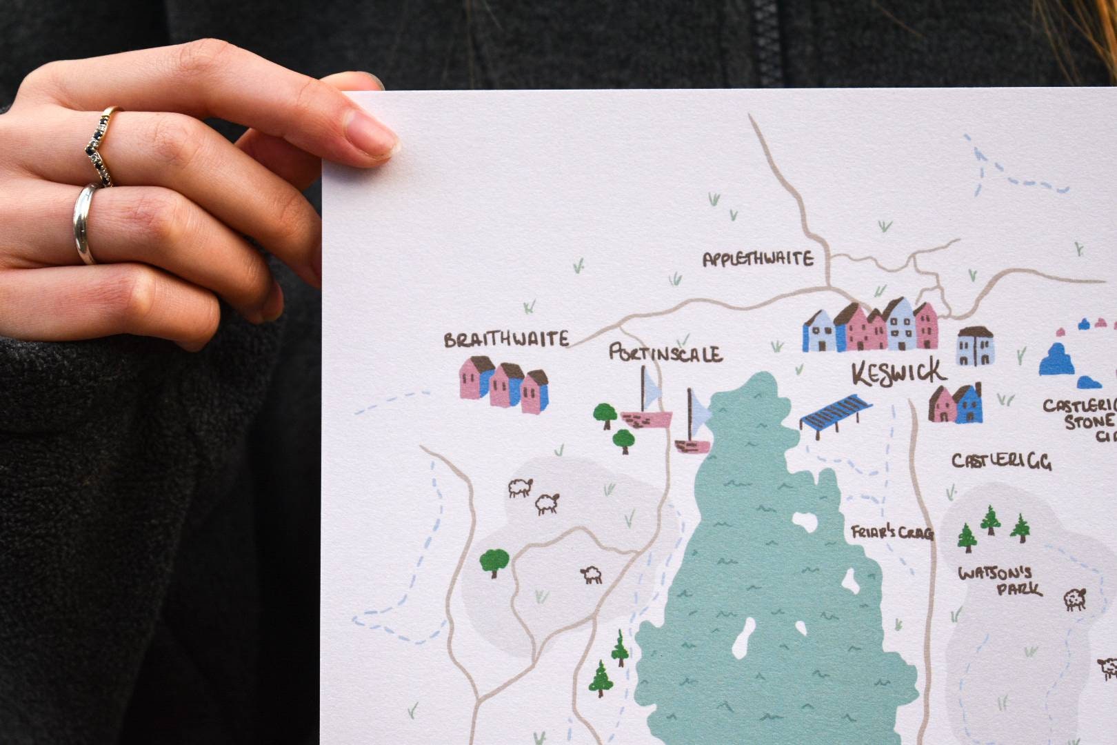 Derwentwater the Lake District Illustrated Map - Etsy UK