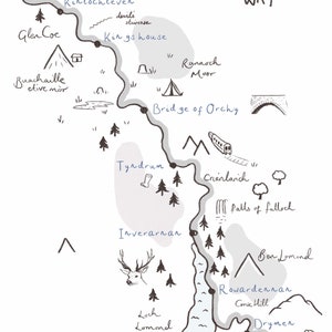 West Highland Way Map Illustration, Customisable, Personalised WHW ...