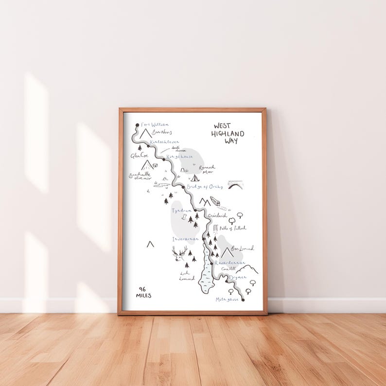 West Highland Way Map Illustration, Customisable, Personalised WHW ...