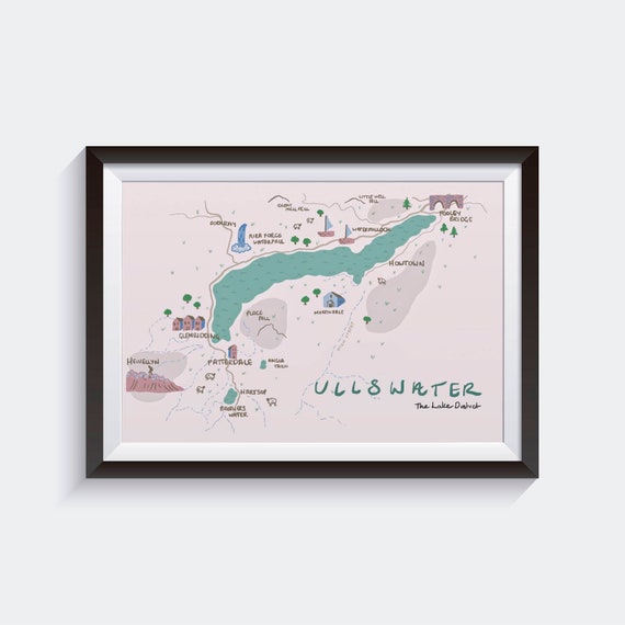 Ullswater the Lake District Illustrated Map | Etsy