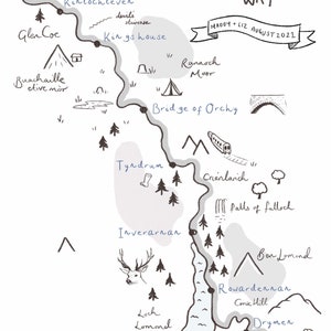 West Highland Way Map Illustration, Customisable, Personalised WHW ...