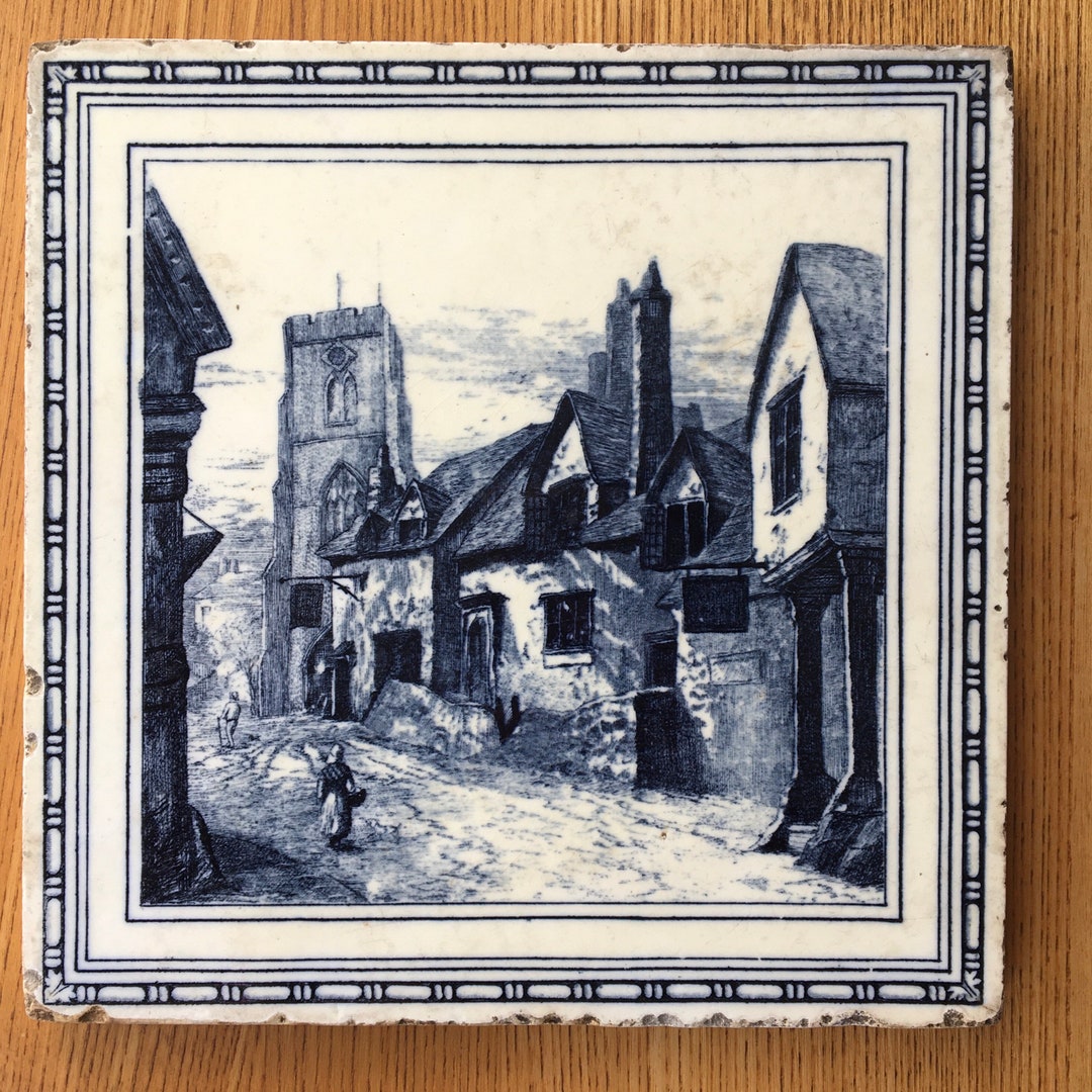 Antique MINTON Landscape Tile - Etsy