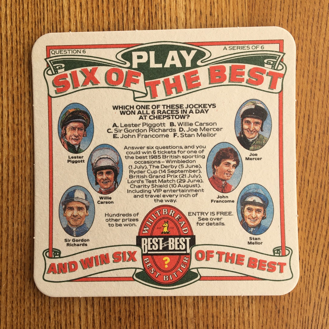 Pack of 6 Whitbread Best Bitter Vintage Six of the Best Beer Mats ...