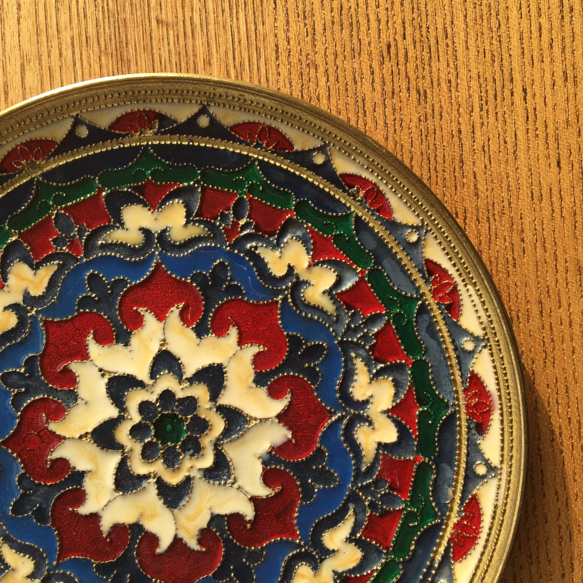 Vintage Byzantine Design Mosaic Enamel Inlaid Solid Brass Wall | Etsy