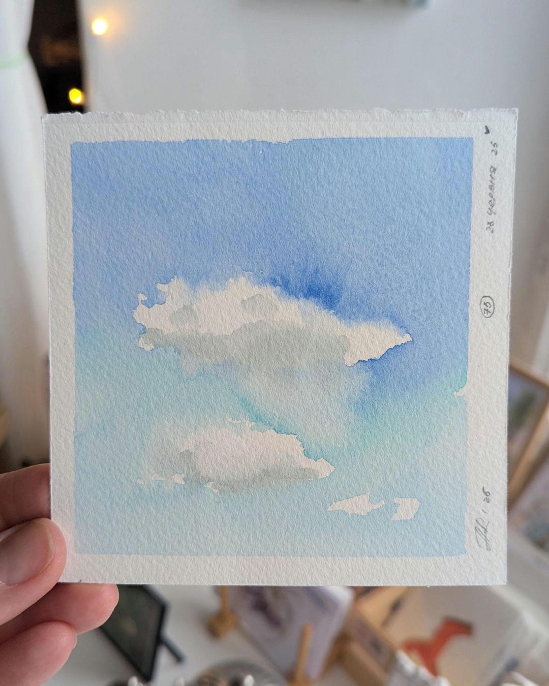 Blue Sky And Clouds Original Plein Air Watercolor 100 Days Series Etsy