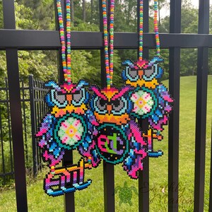 Electric Daisy Carnival EDC Owl Perler Necklace Kandi PLUR Festival Music Event Piece Made to ...