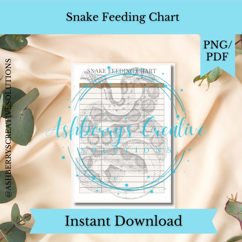 Printable Snake Feeding Chart | Snake Care | Pet Feeding Chart | Feeding Chart | Reptile Feeding ...