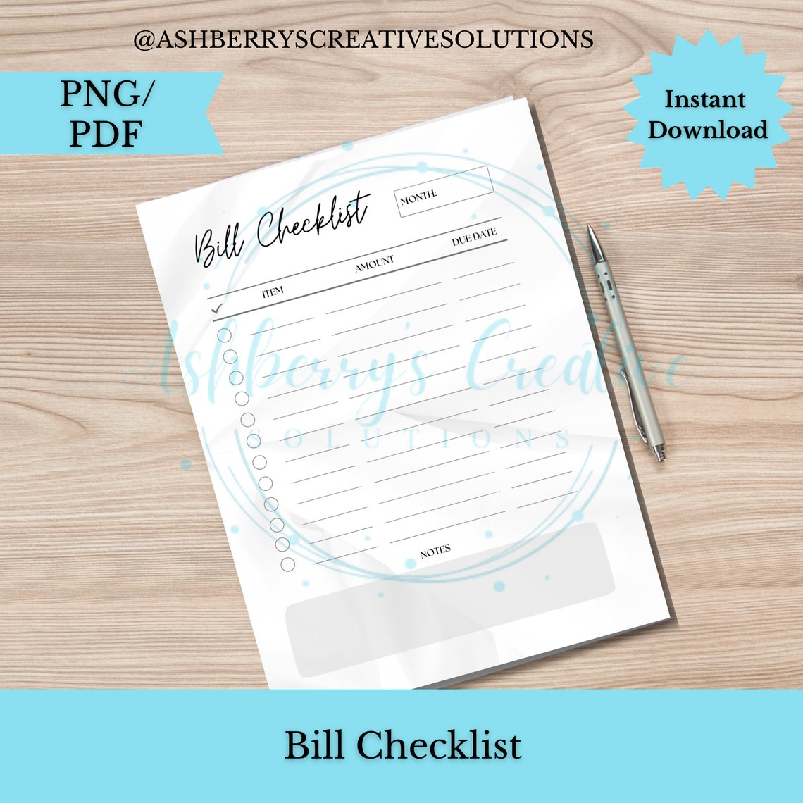 Printable Bill Checklist | Monthly Bill Checklist | Monthly Bill ...