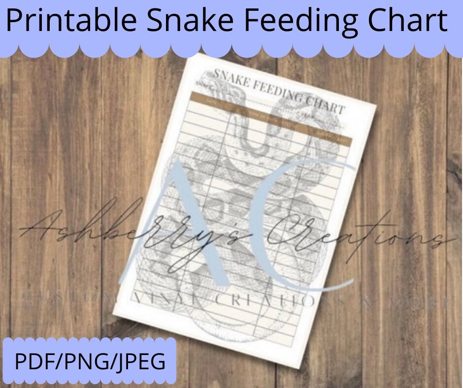 Printable Snake Feeding Chart Snake Care Pet Feeding Chart - Etsy