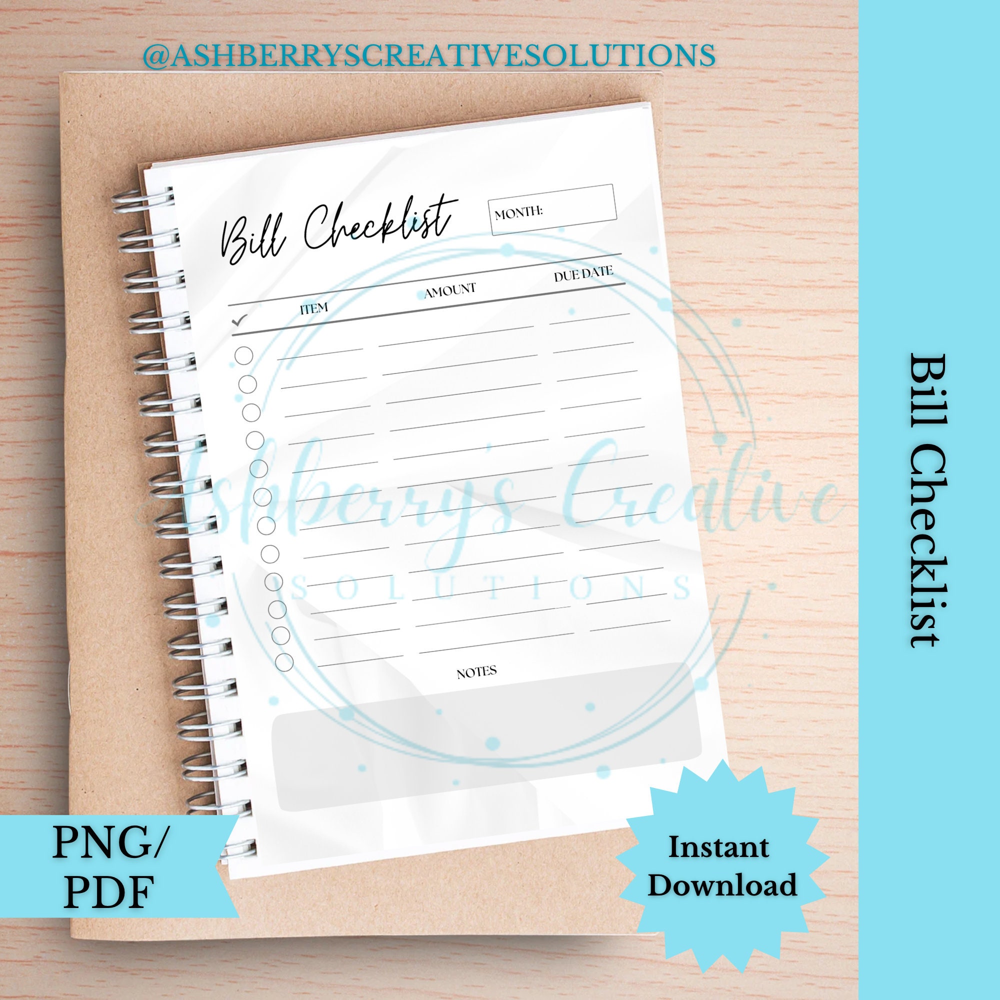 Printable Bill Checklist | Monthly Bill Checklist | Monthly Bill ...