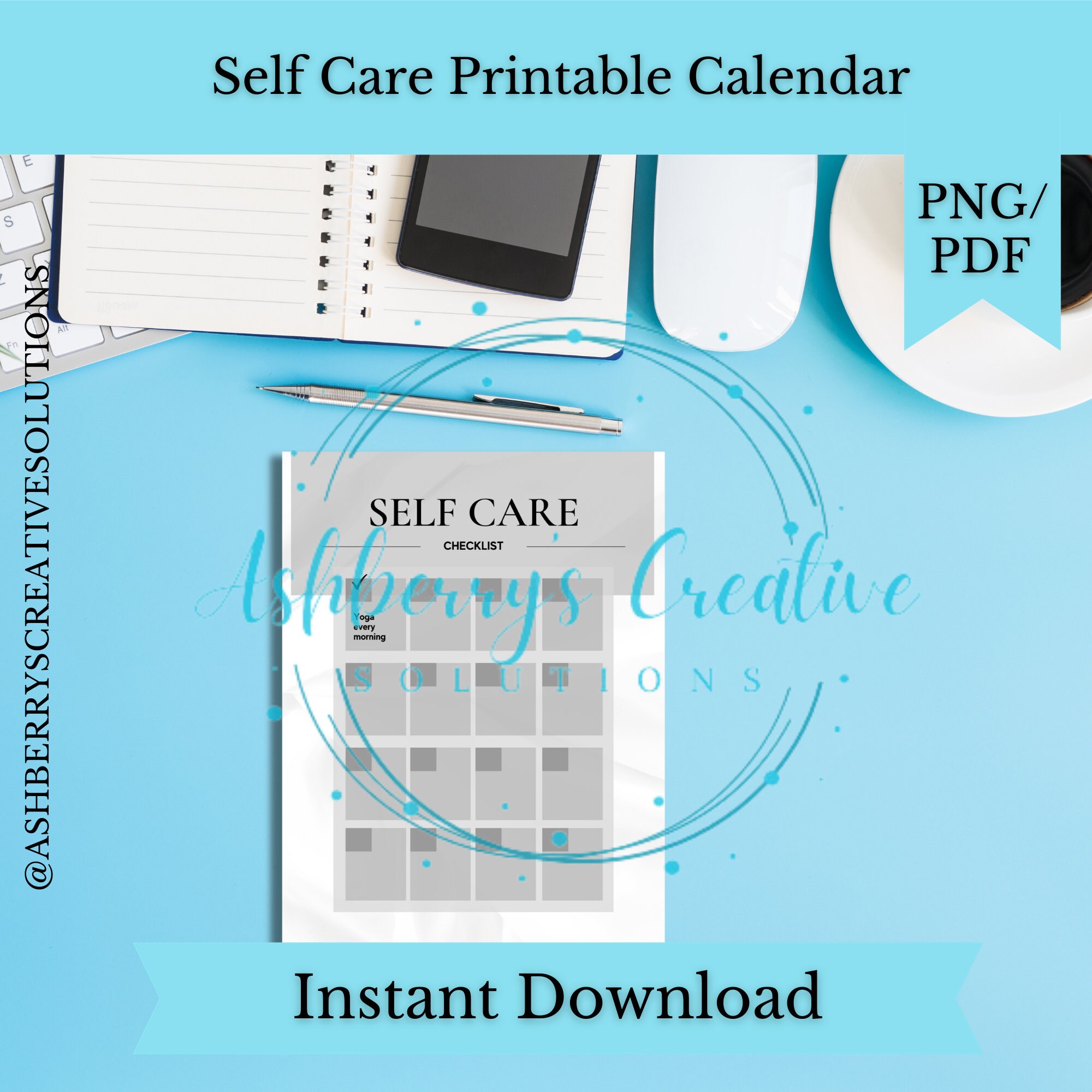 Printable Self Care Calendar | Mindful Living | Wellness Planner ...