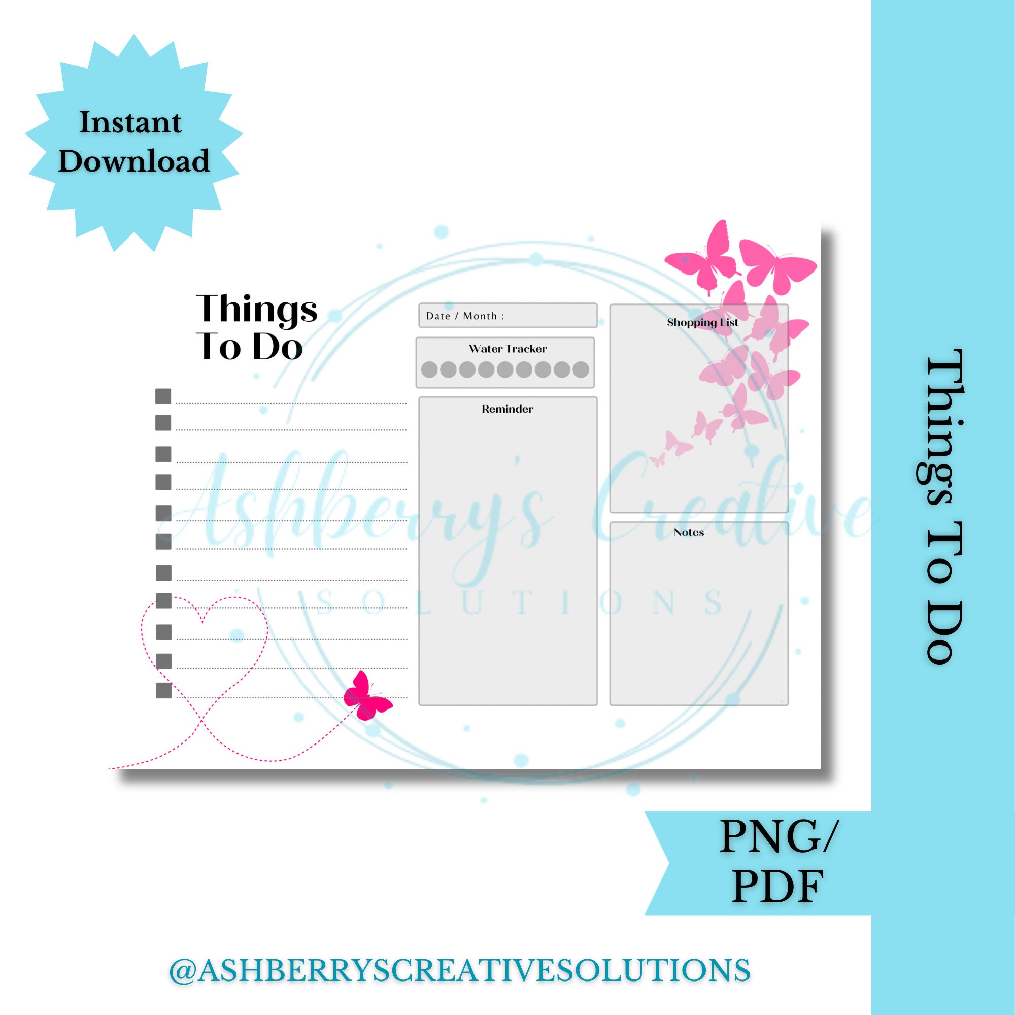 Printable Things to Do-butterflies Daily to Do List Printable to Do ...