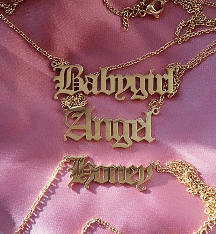 Y2K Gothic Nameplate Necklace - Etsy