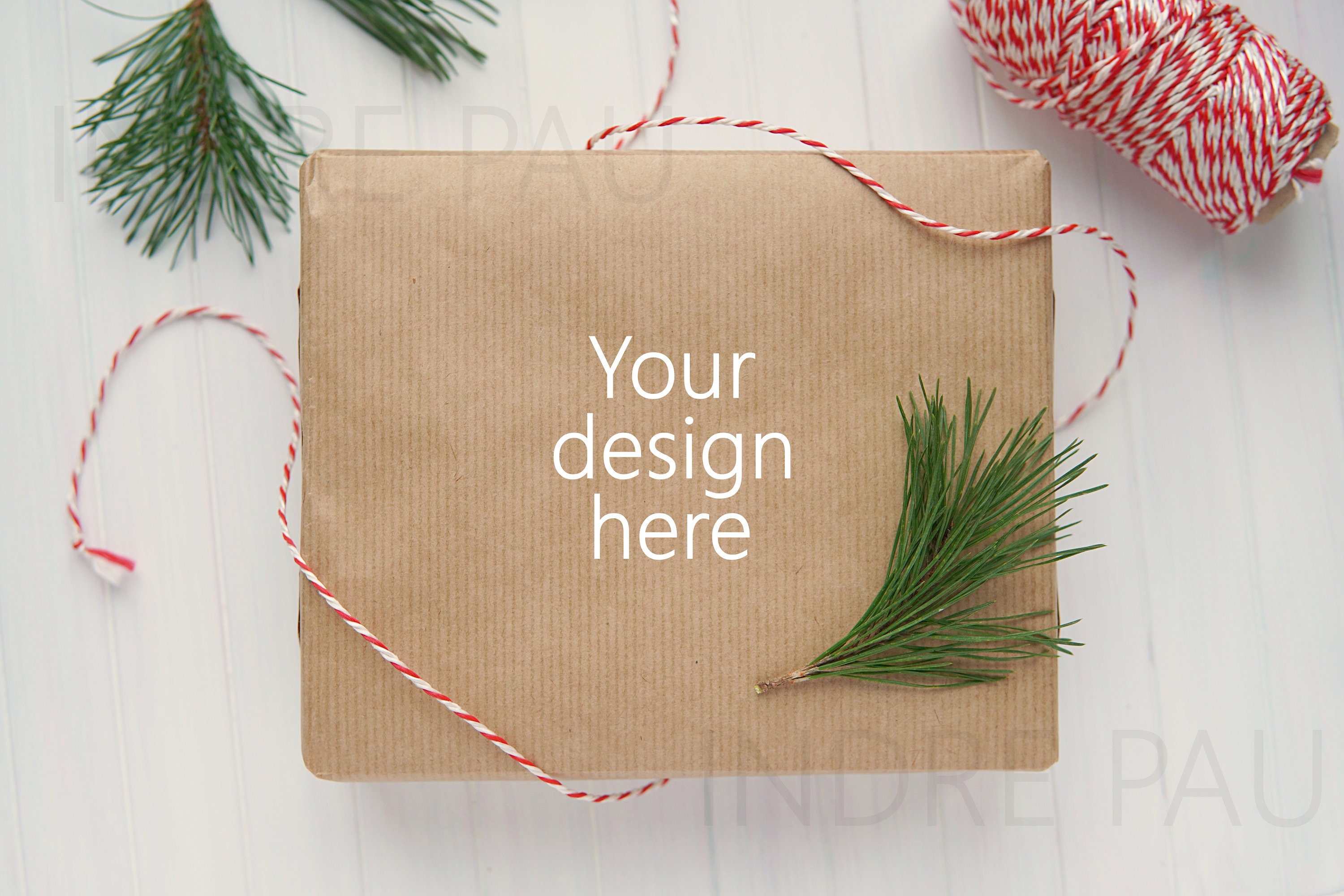 Christmas gift box sticker mockup place for thank you or gift | Etsy