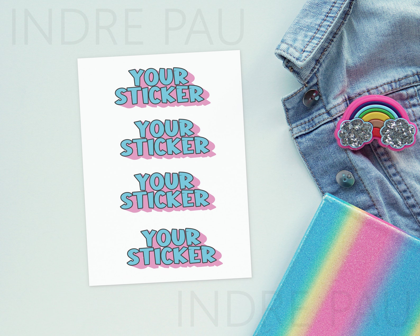 Colorful Styled Desk Mockup for Stickers Design Display, Styled Stock ...