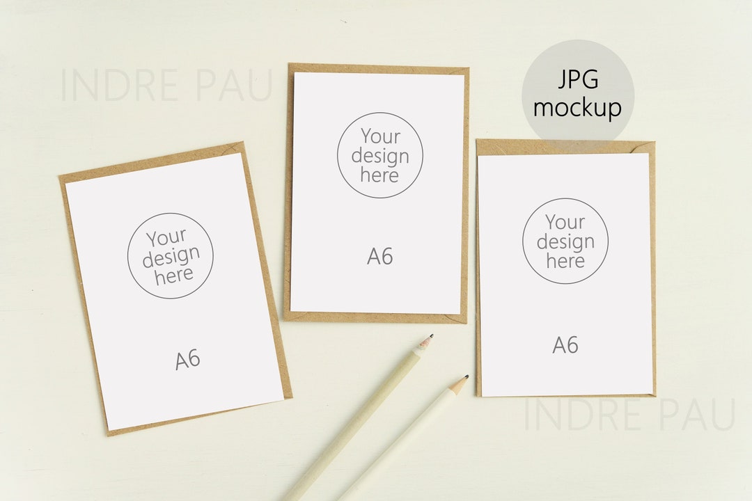 A6 Note Card Mockup, Set of 3 Postcard Mockup, Greeting Card Mockup ...