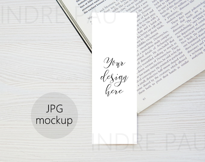 2x6" Bookmark Mockup, Book Note Mockup, Paper Bookmark Mockup, Styled ...