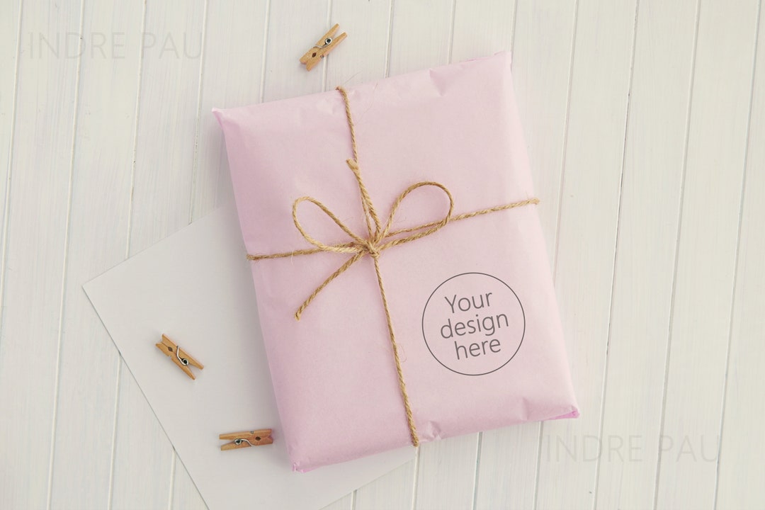 Pink Package Mockup for Sticker, Label, Thank You Card Design ...