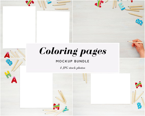 Coloring pages mockup bundle kids worksheet mockup | Etsy