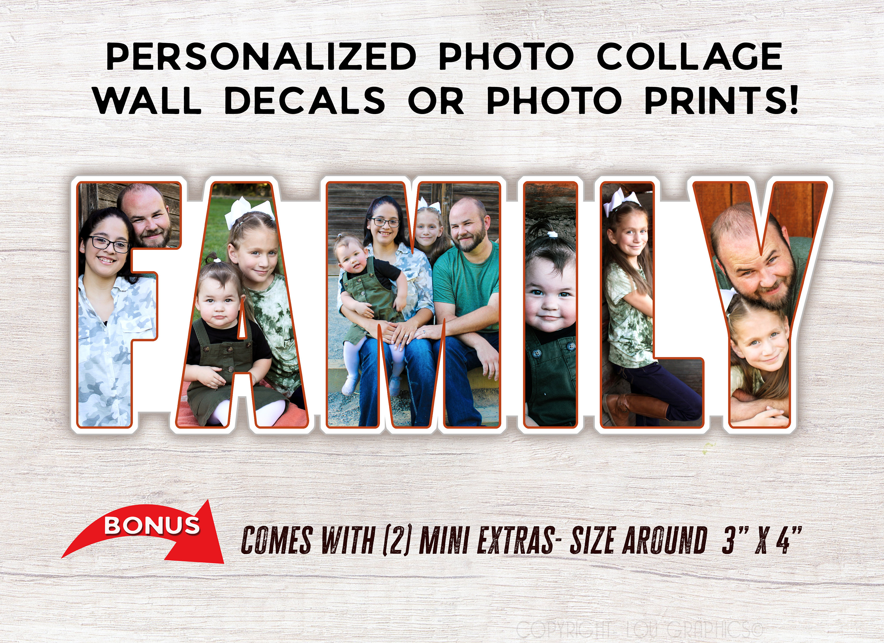 Custom Family Photo Collage Wall Decals, Repositionable Stickers - Etsy
