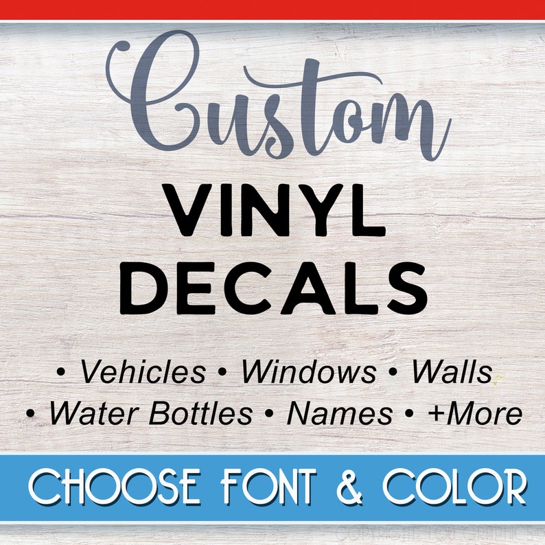 Custom Vinyl Decals • Cars, Windows, Walls • Choose Font & Color - Etsy