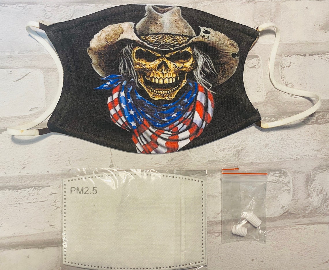 Halloween Face Mask/ Skull Cowboy USA | Etsy
