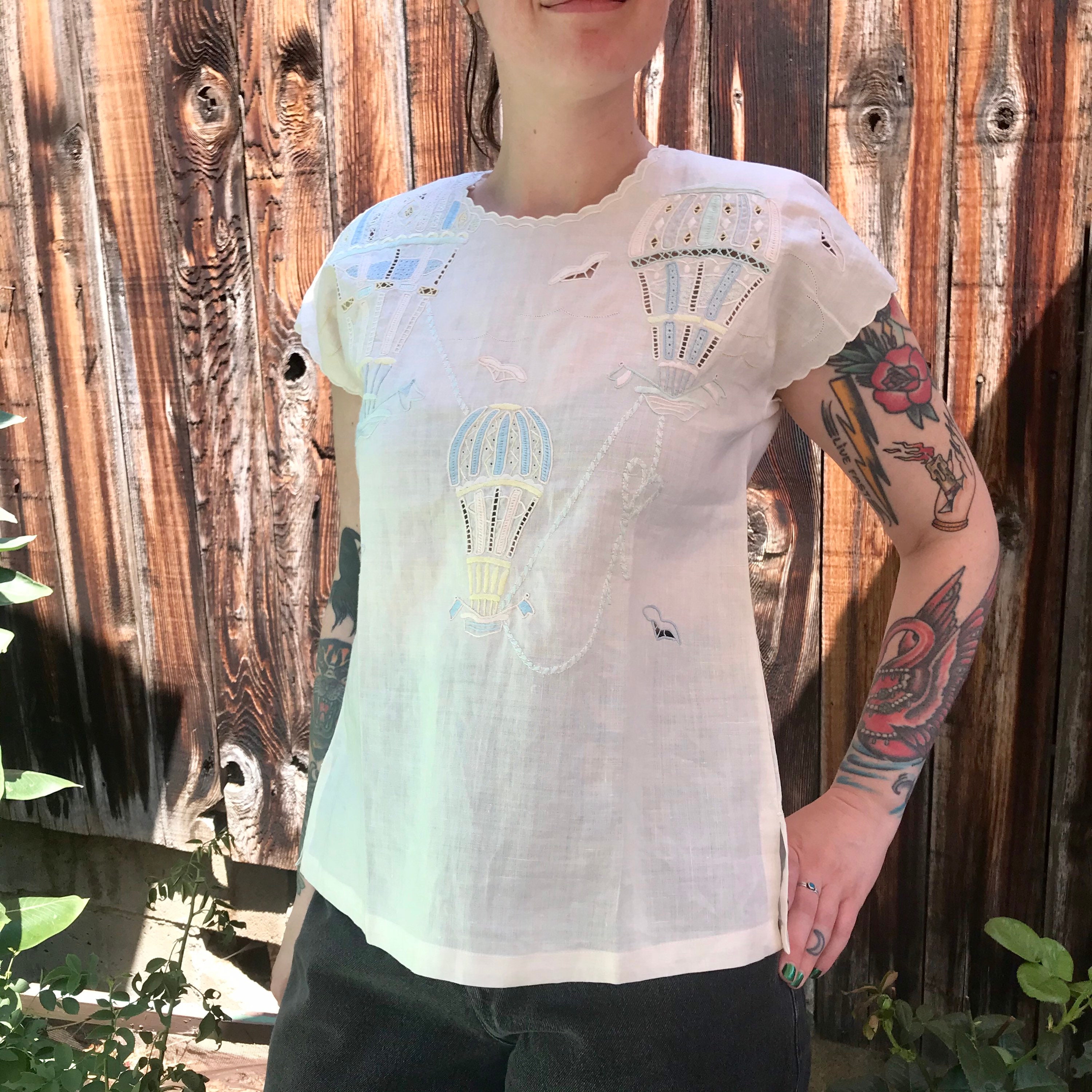 Daffodil Brand Vintage Linen Air Balloon Top - Etsy UK