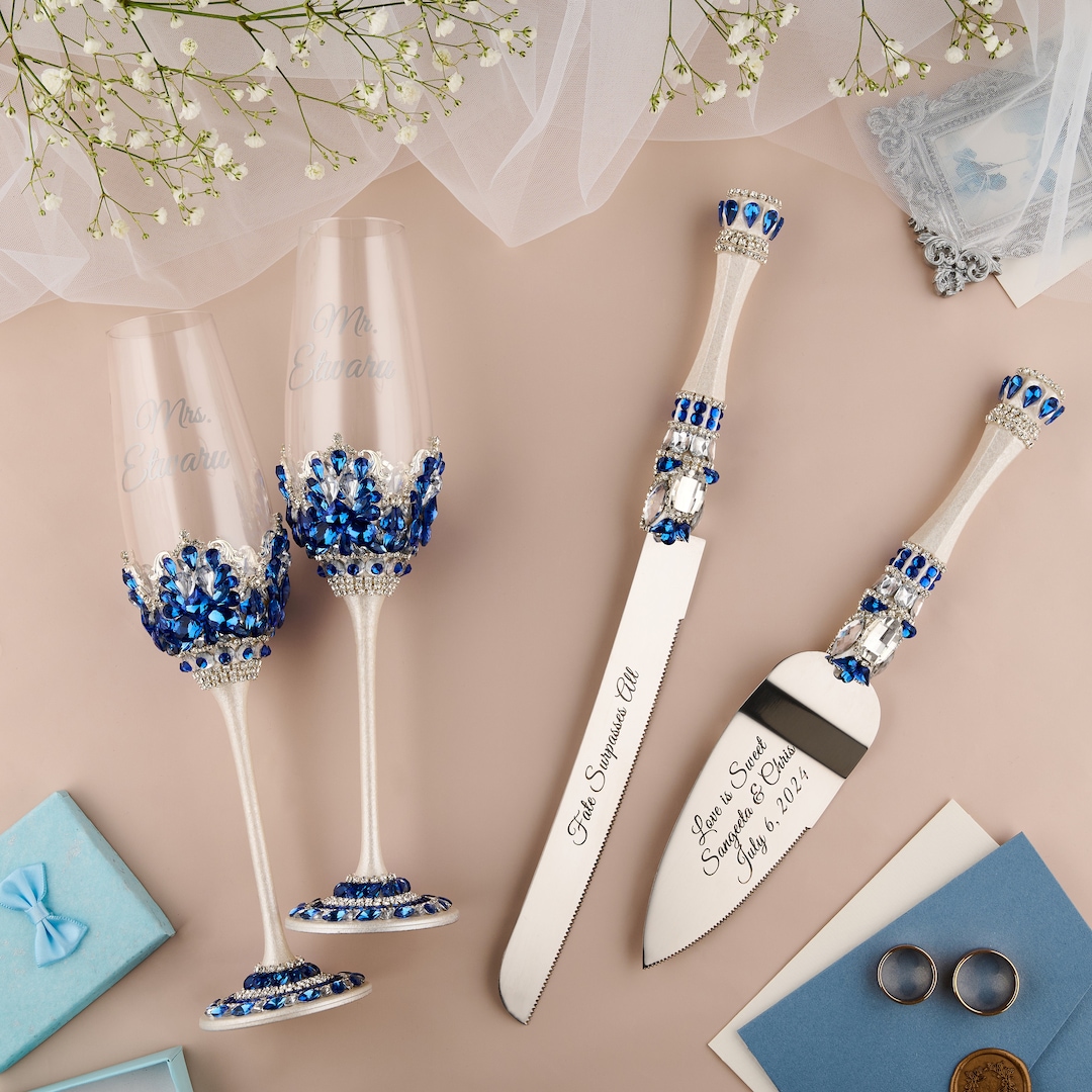 Wedding Cake Serving Set Custom Cake Cutting Set Engraved Cake Knife ...