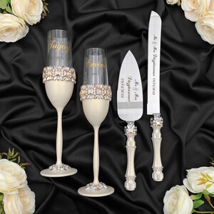 Ivory Wedding Cake Cutter Set, Wedding Cake Server Set and Knife ...